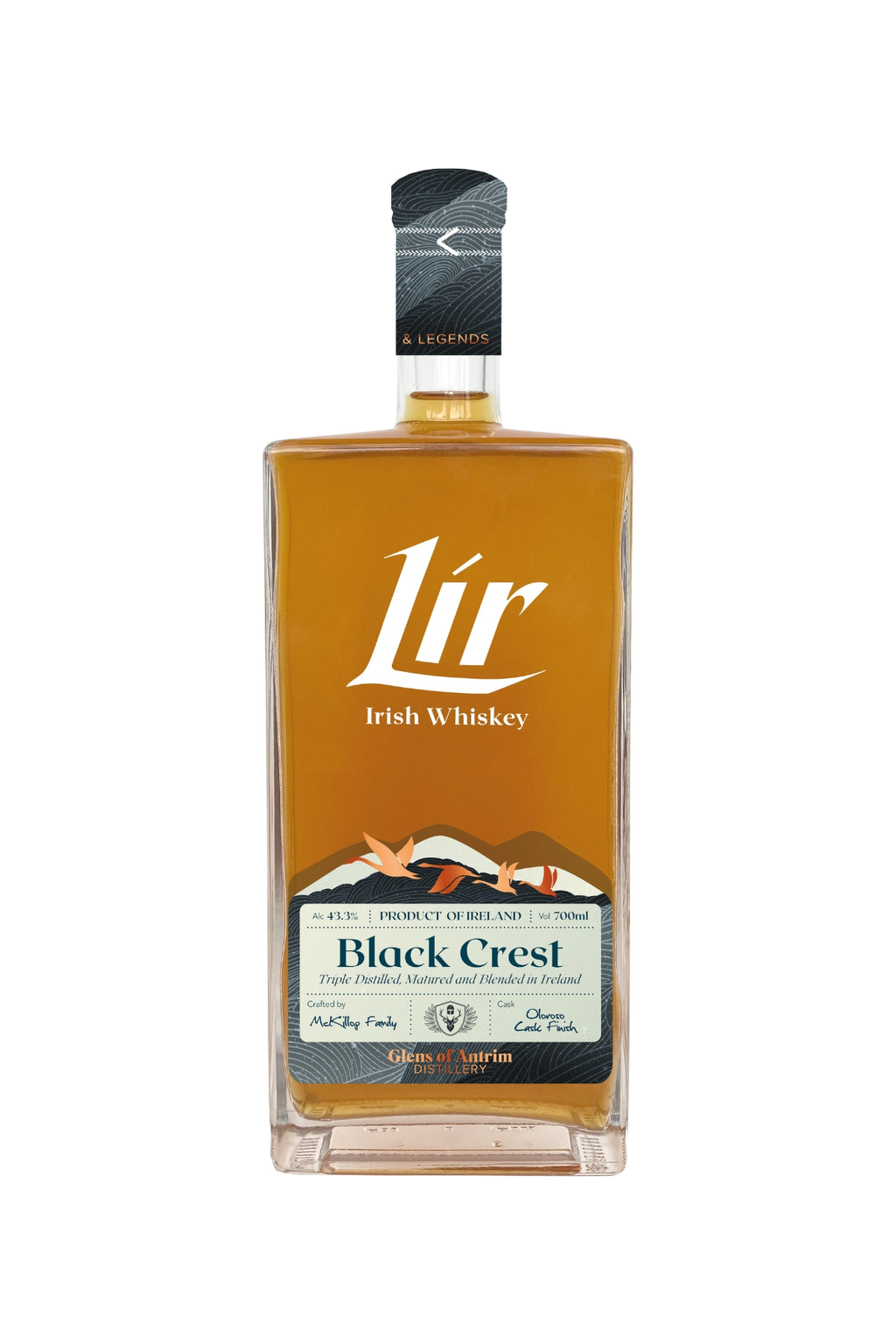 Lir Black Crest Whiskey – Glens of Antrim Distillery